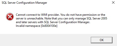 SQL Server Configuration Manager Launch Error
